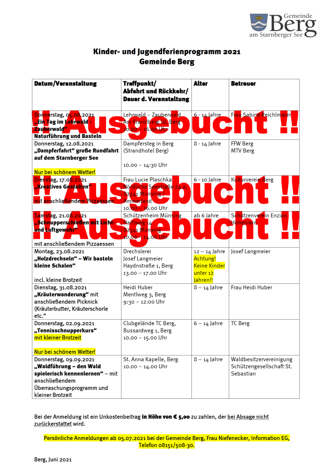 Endlich wieder Ferienprogramm! - QUH